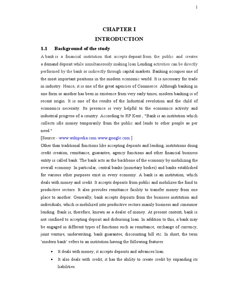 1.1 Background of The Study | PDF | Banks | Transaction Account
