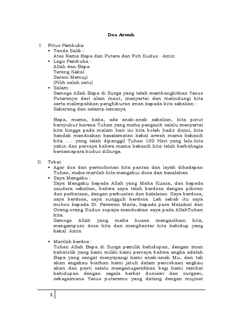 Doa 100 Hari untuk Arwah Katolik | PDF