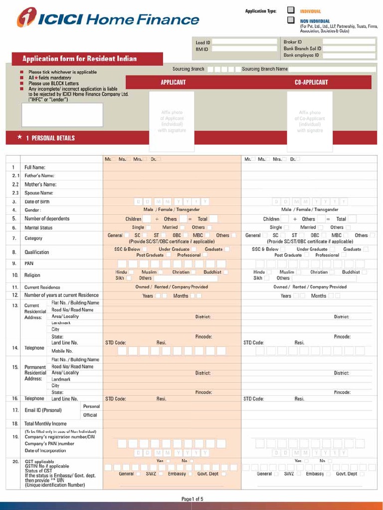 Home Loan Application Form Pdf 2713