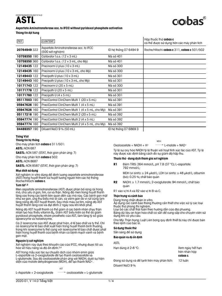 Pakage Insert Cobas AST | PDF