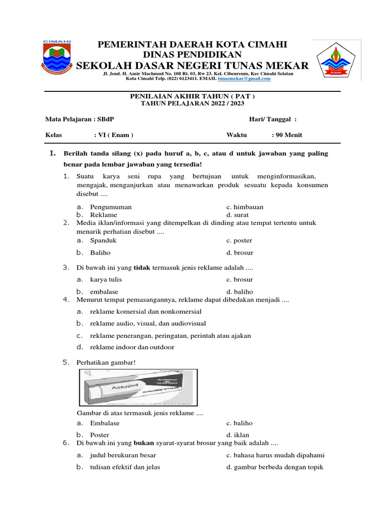 Pat SBDP Kelas 6 2022-2023 | PDF