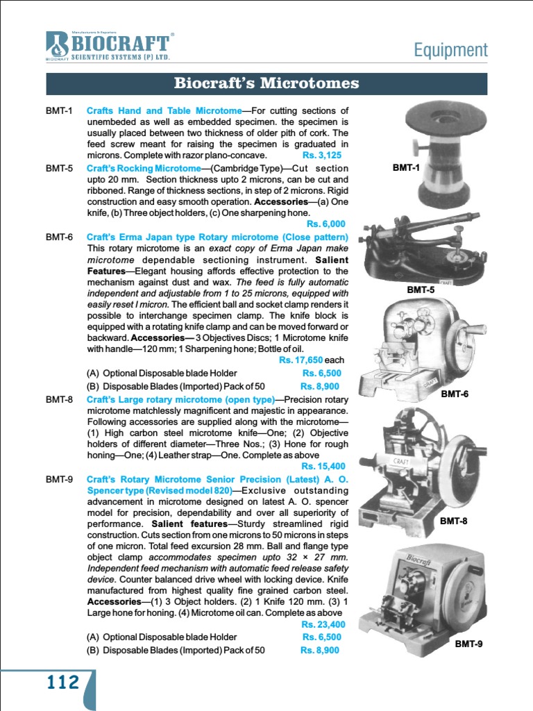 Catalog Biocraft Microtome | PDF | Knife | Equipment