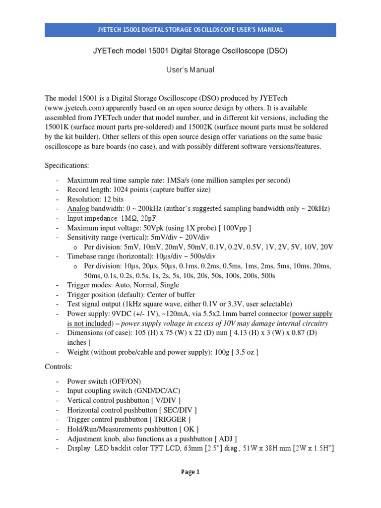 Oscilloscope Manual Pdf Electrical Engineering Electronics