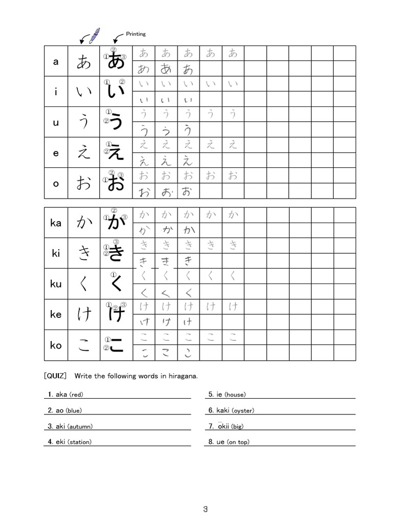 Hiragana Katakana Worksheet | PDF