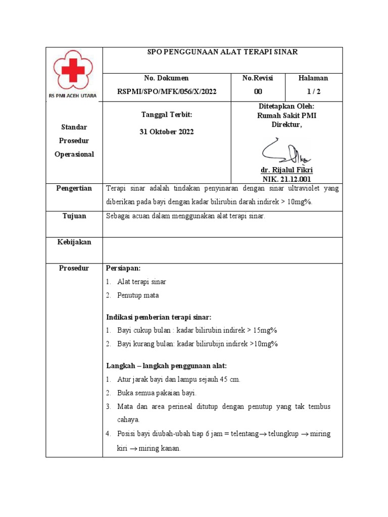 Spo Penggunaan Light Therapy | PDF