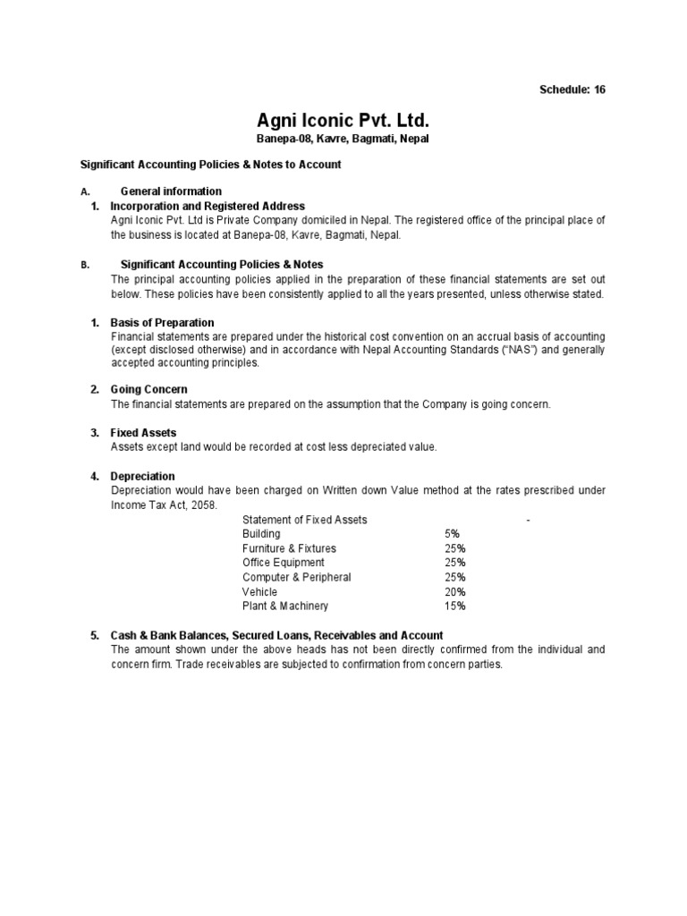 Notes To Account | PDF