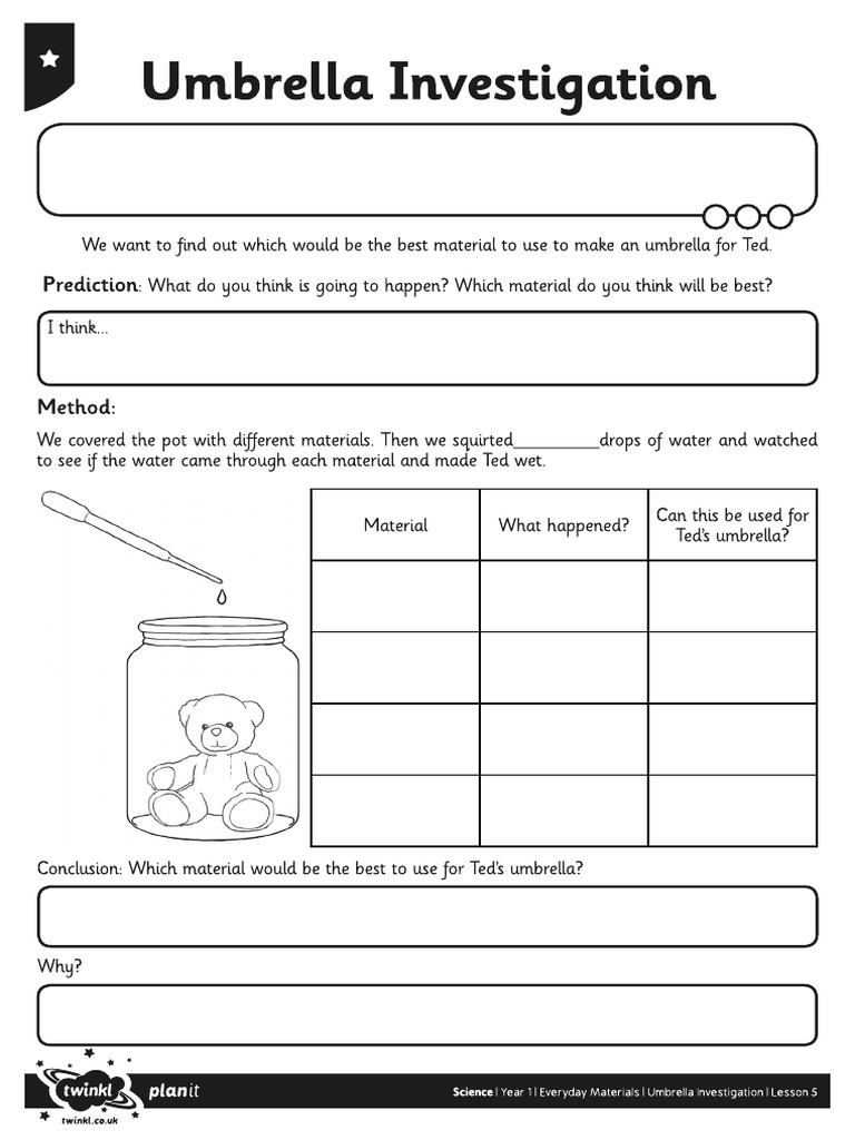 Activity Sheet Umbrella Investigation | PDF