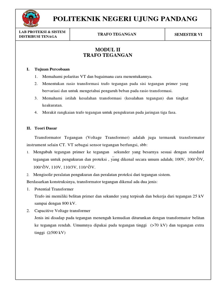 Modul Praktikum Trafo Tegangan | PDF