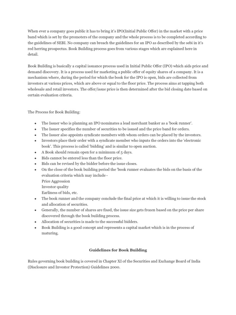 Guidelines For Book Building | PDF