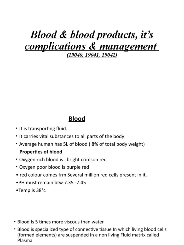 Blood and Its Components | PDF | Blood Transfusion | Bleeding