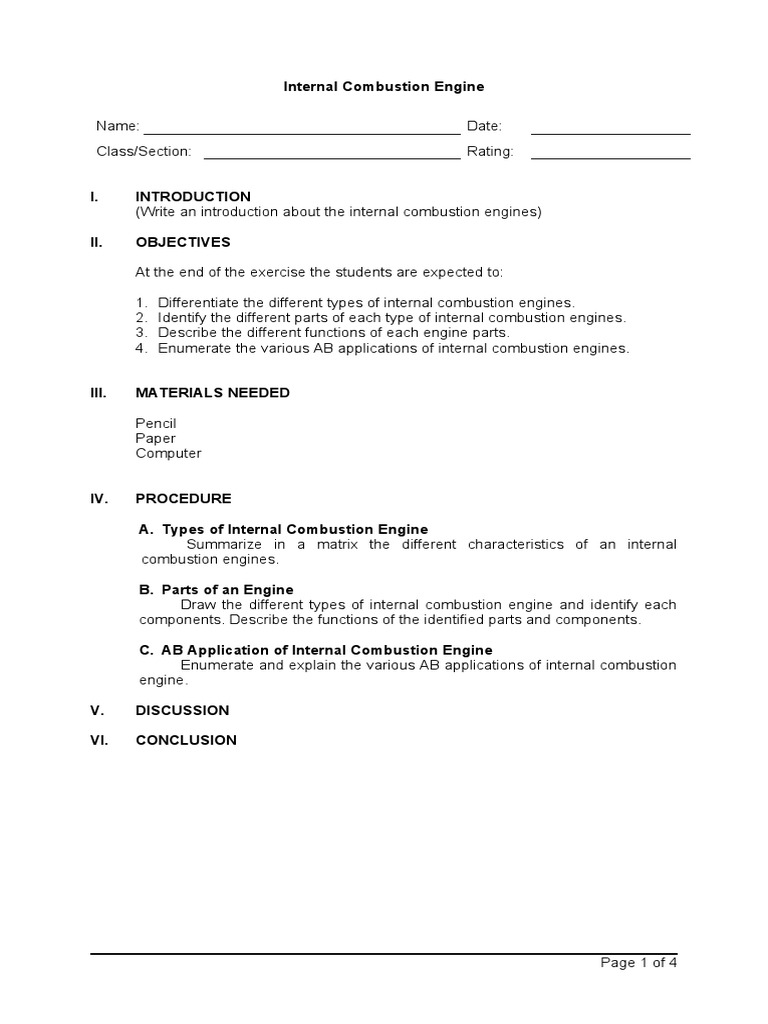 Lab-Exercise-1-Internal Combustion Engine | PDF