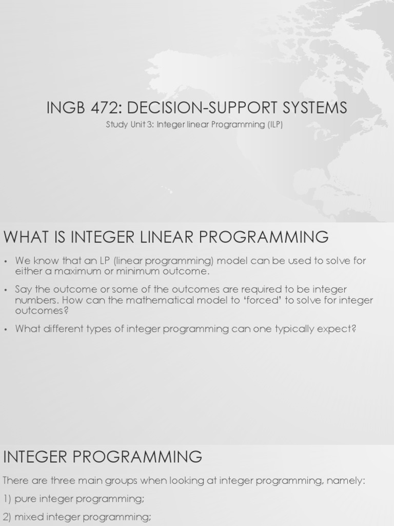 Study Unit 3- Integer Linear Programming _ILP | PDF | Linear Programming | Applied Mathematics