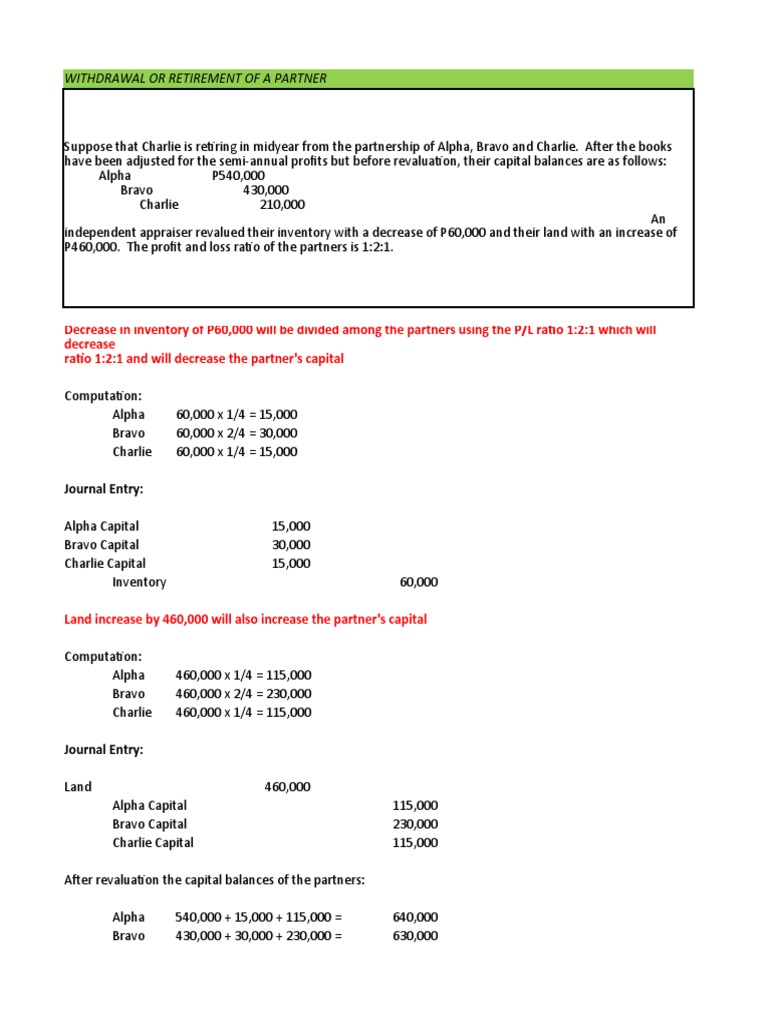 Withdrawal or Retirement of A Partner | PDF | Business | Financial ...