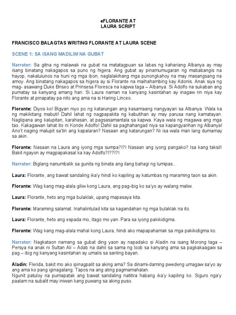 Florante at Laura Script | PDF