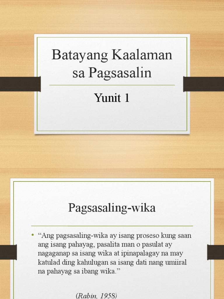 Batayang Kaalaman Sa Pagsasalin | PDF