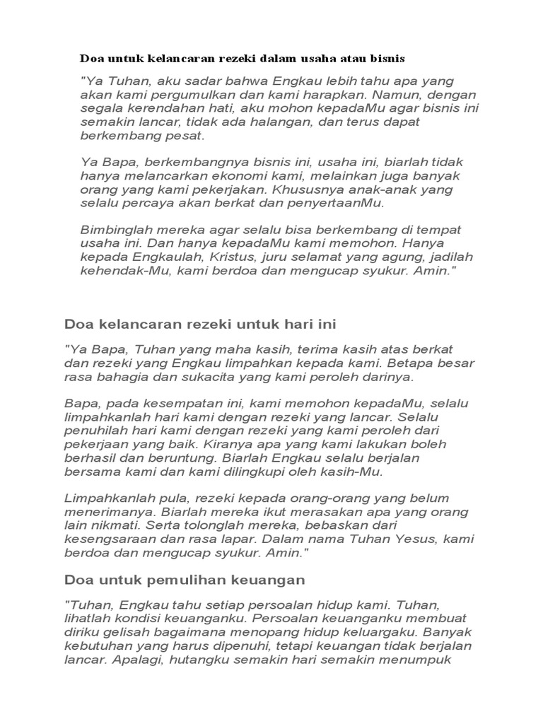 Doa Katolik untuk Kelancaran Usaha | PDF | Agama & Spiritualitas