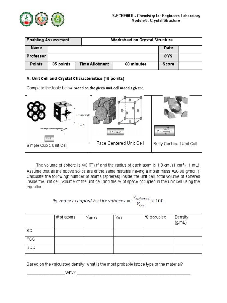 Enabling Assessment Crystal Structure-2 | PDF | Crystal Structure ...