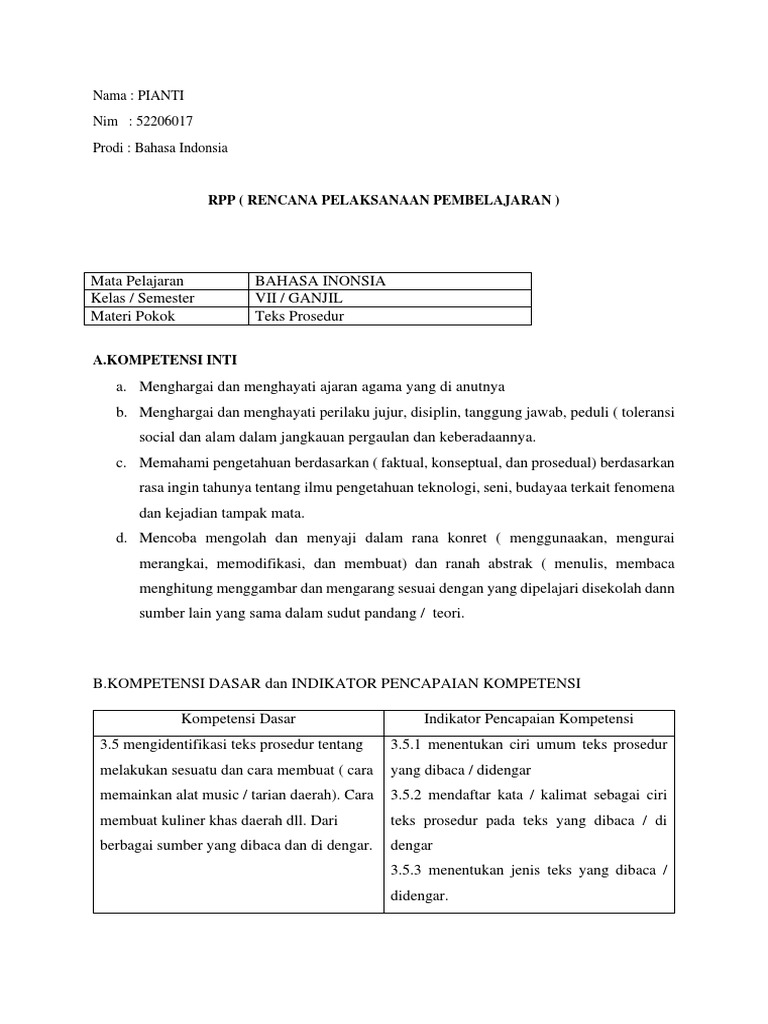 RPP-Teks Prosedur | PDF