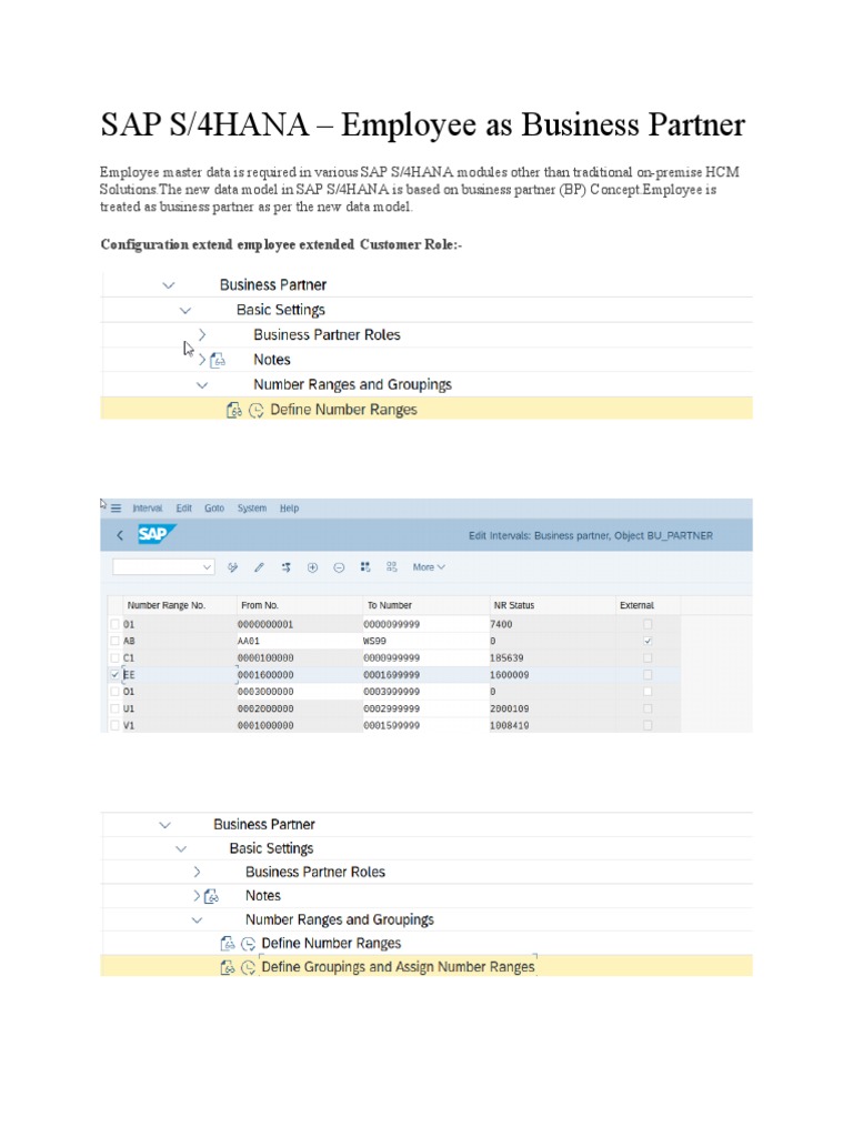 Configuring Employees as Business Partners in SAP S/4HANA: Setting Up ...