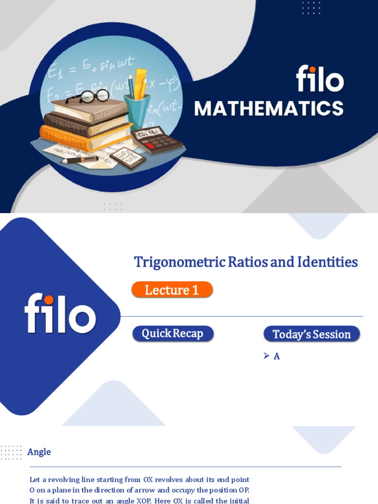 Trigonometric Identites and Ratio 11th S | PDF | Trigonometric ...