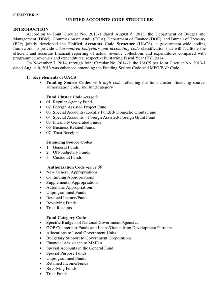 Unified Accounts Code Structure | PDF | Fund Accounting | Budget