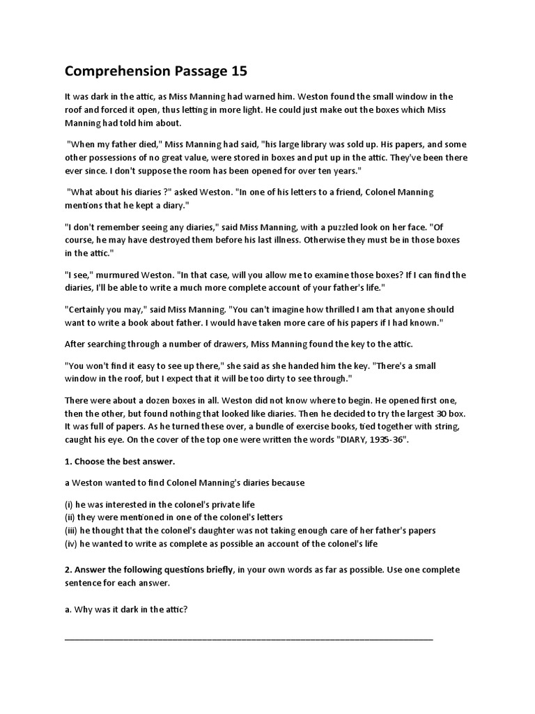 15 - Comprehension Passage | PDF