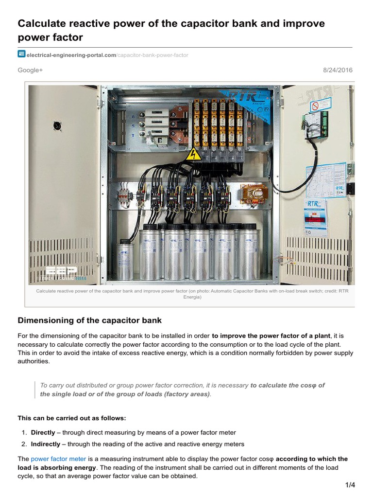 Calculate Reactive Power Of The Capacitor Bank And Improve Power Factor
