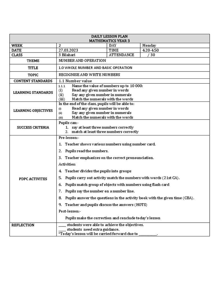 Maths Y3 3B | PDF | Lesson Plan | Teachers