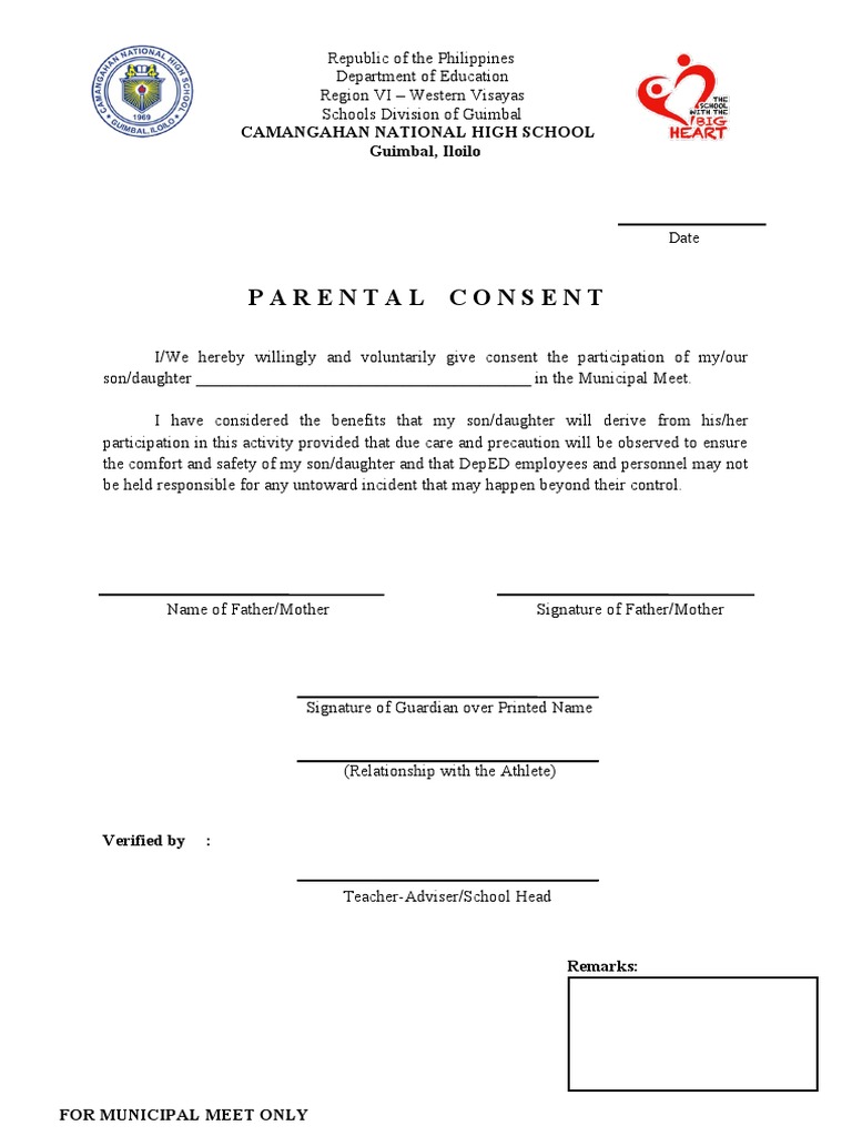 Parental Consent - Municipal Meet | PDF