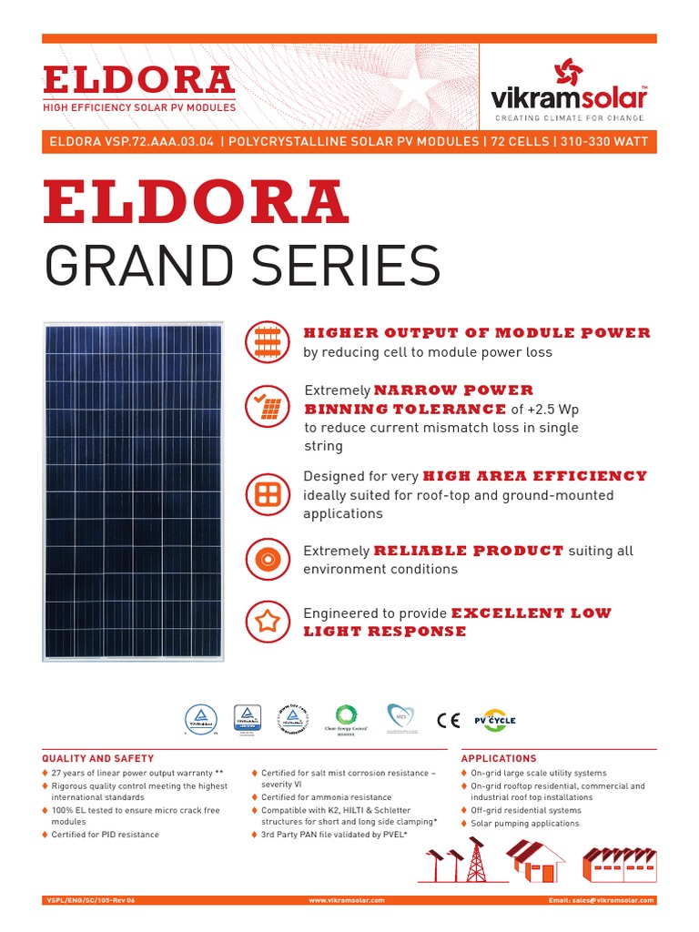325W PV Datasheet-Eldora Grand | PDF | Photovoltaics | Solar Panel