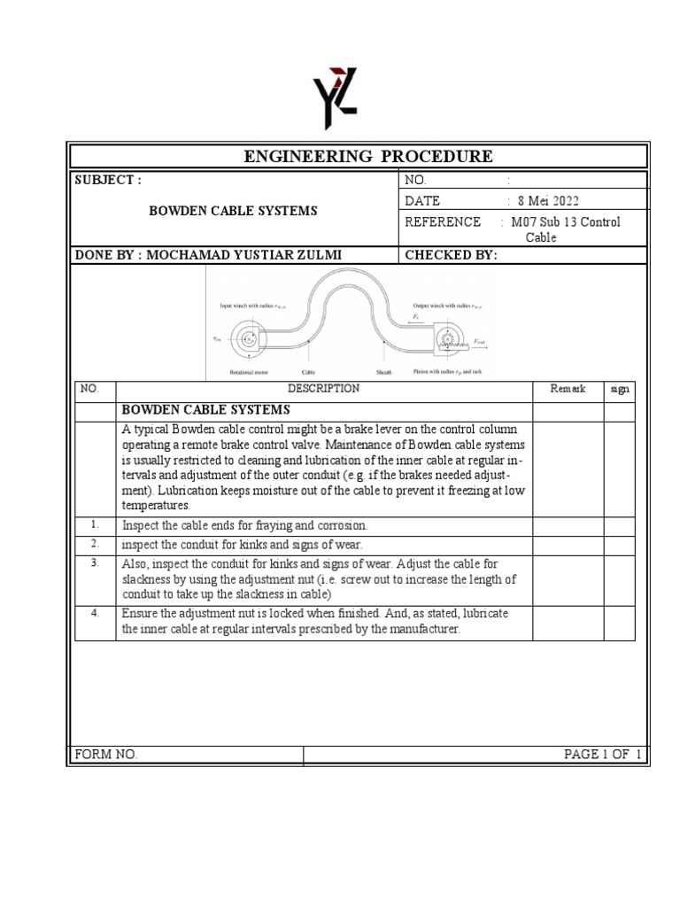 Bowden Cable Maintenance Guide | PDF