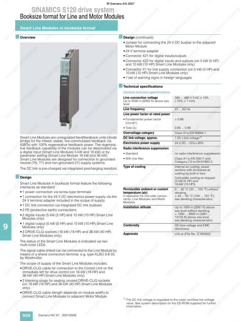 6SL3130 6ae15 0aa0 Smart Line Module Sinamics S120 Siemens Manual | PDF ...