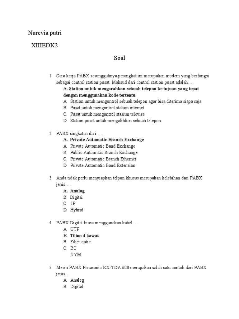 Salin-Ziedhan Soal PABX | PDF