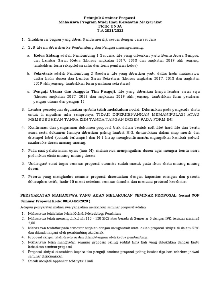 Panduan Seminar Proposal Skripsi UNJA | PDF