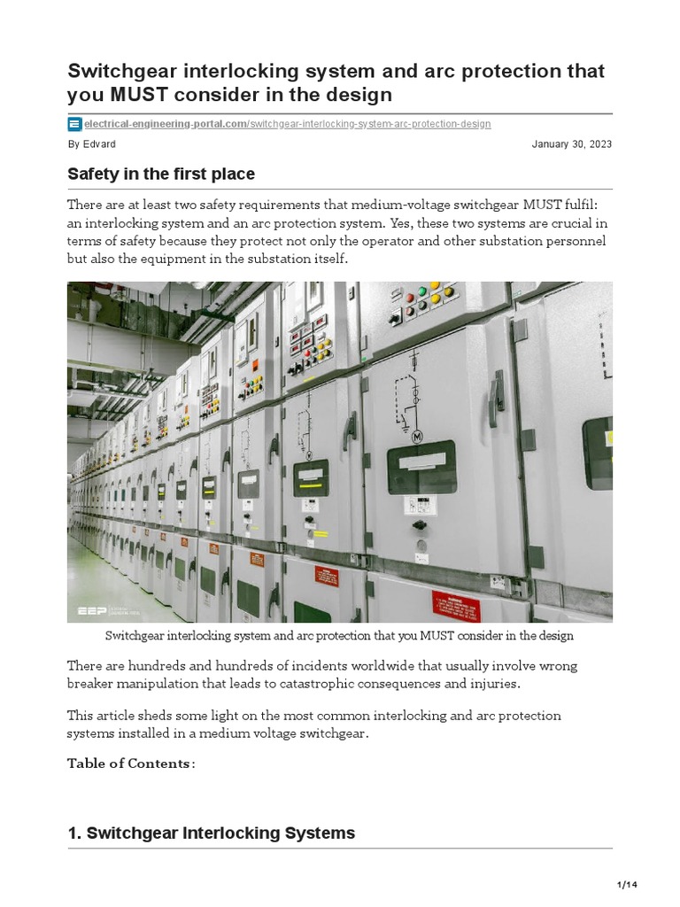Switchgear Interlocking System and Arc Protection That You MUST ...