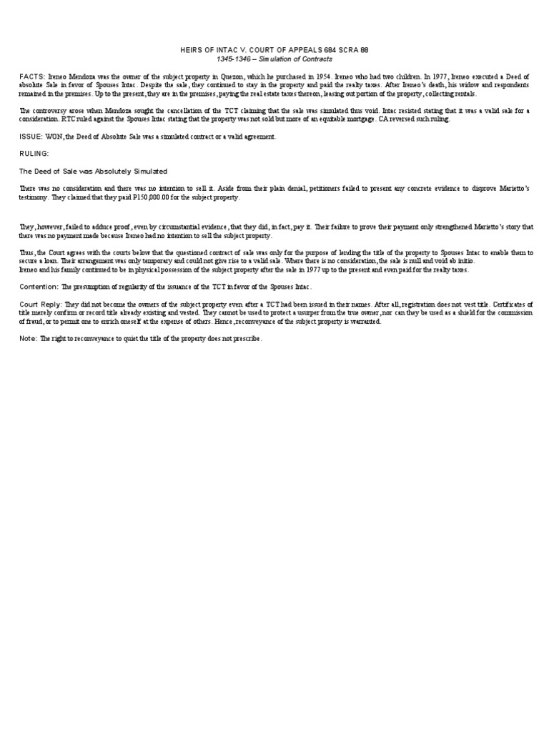 1345-1346 - Simulation of Contracts | PDF | Deed | Conveyancing