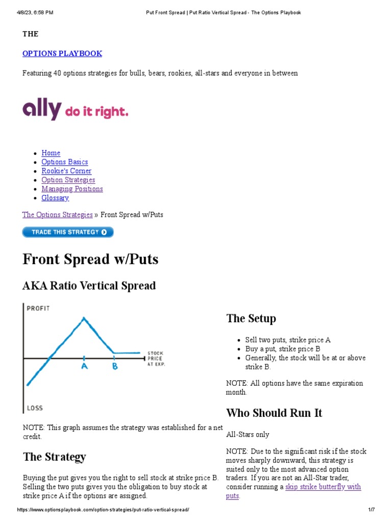 Put Front Spread - Put Ratio Vertical Spread - The Options Playbook | PDF | Option (Finance ...
