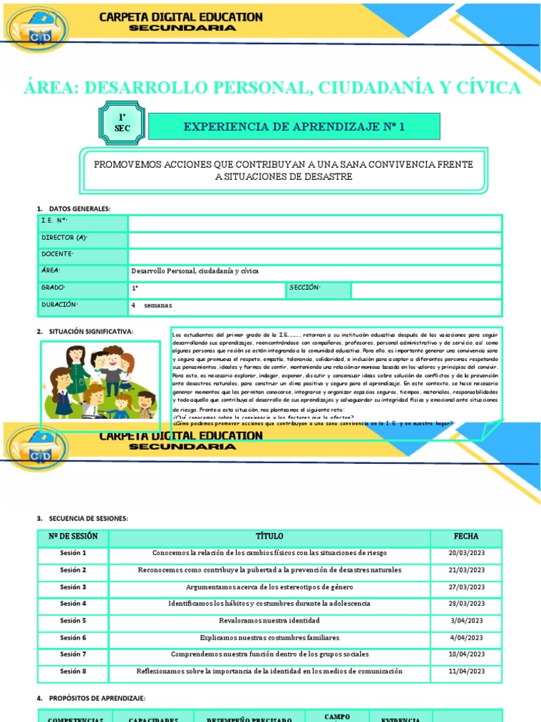1º Experiencia de Aprendizaje - Exp. 01 - DPCC | PDF | Aprendizaje | Evaluación