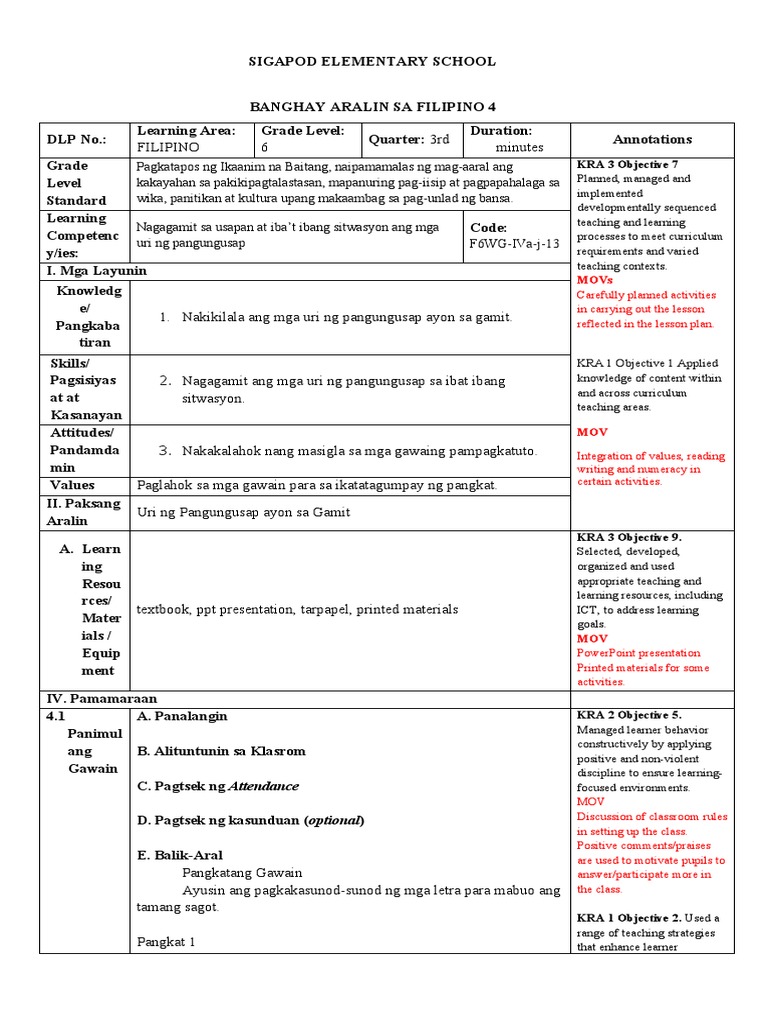 LP Uri NG Pangungusap g6 | PDF | Learning | Behavior Modification