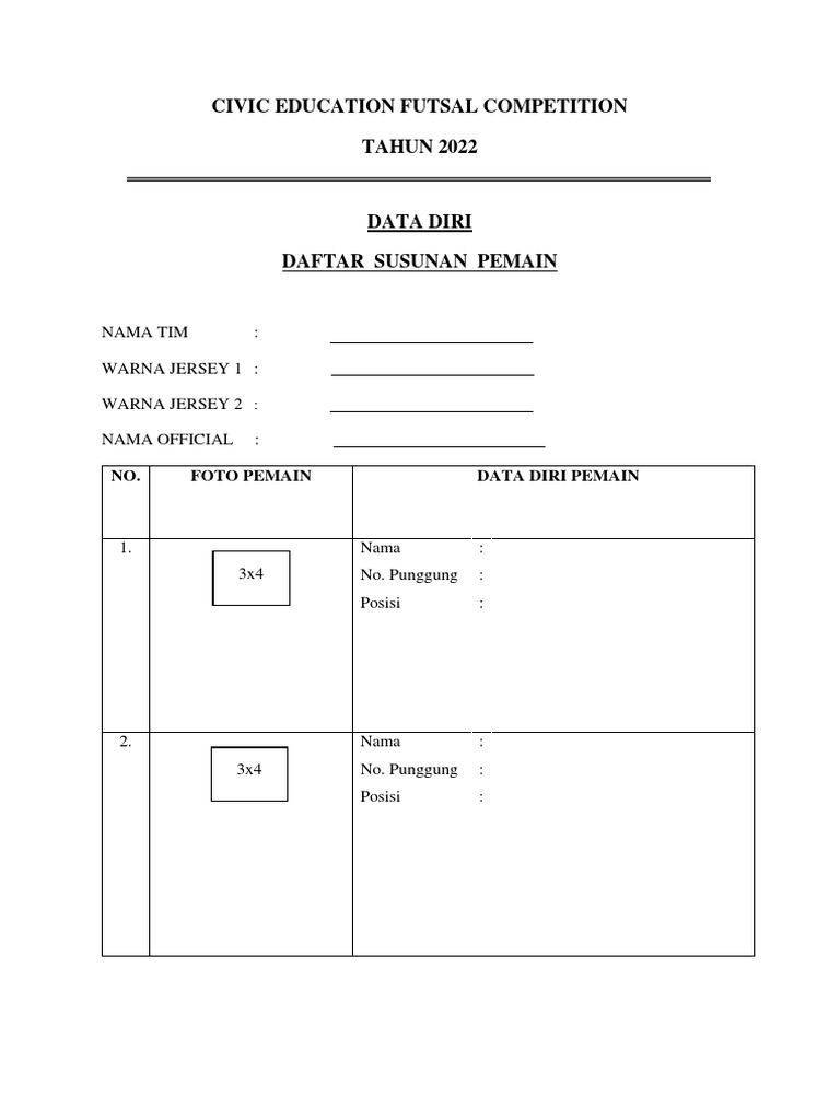 Daftar Pemain Futsal 2022 | PDF