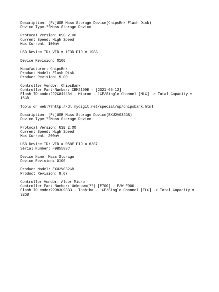 ChipsBank CBM2199E USB Device Overview | PDF | Business | Technology ...