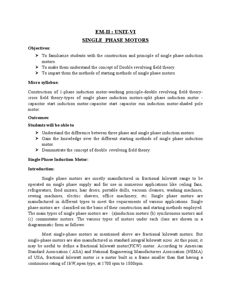 EM-II Unit 6 Final | PDF | Electric Motor | Electrical Equipment