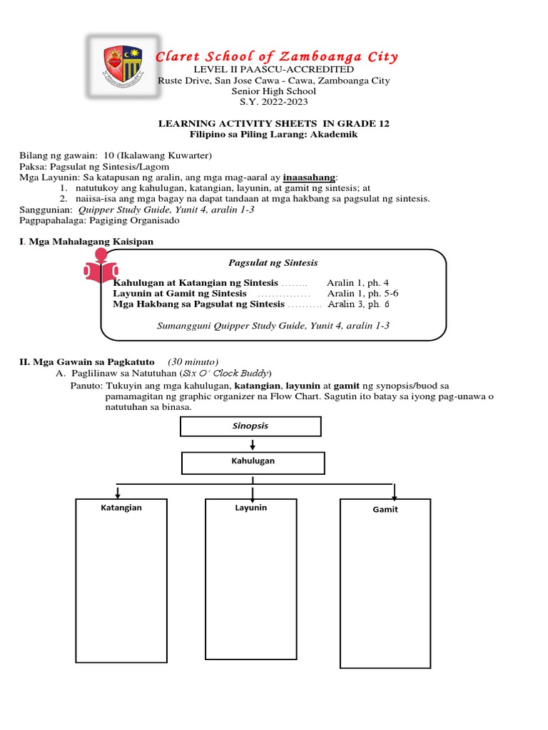 Claret School of Zamboanga City: Sumangguni Quipper Study Guide, Yunit ...