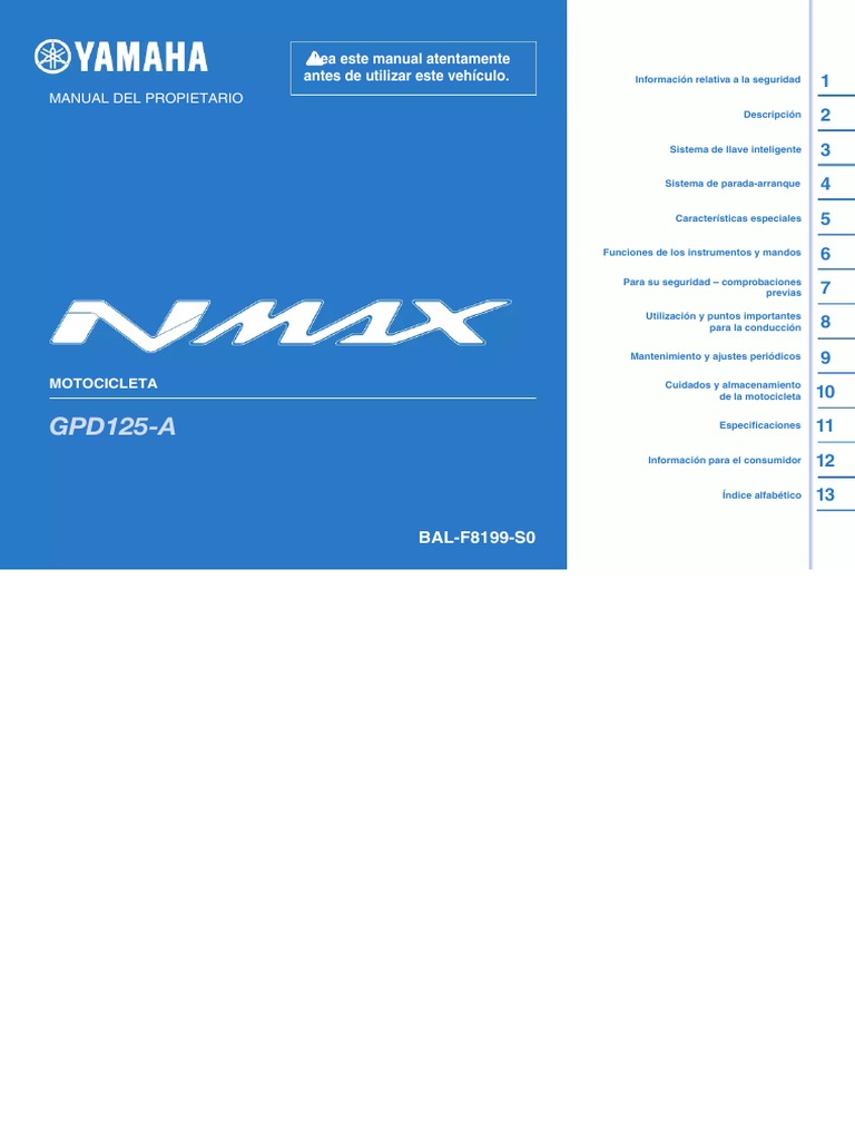 Manual Yamaha NMAX 125 (2021) (Español - 116 Páginas) | PDF