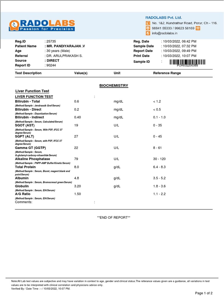 Blood Test | PDF | Vitamin D | Medical Specialties