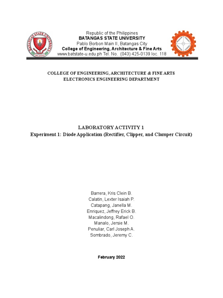 Exp 1 Group 4 Draft | PDF | Rectifier | Electrical Network