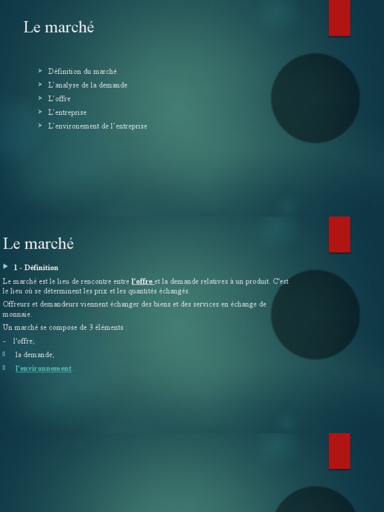 Le Marché | PDF | Offre et demande | Marché (Économie)