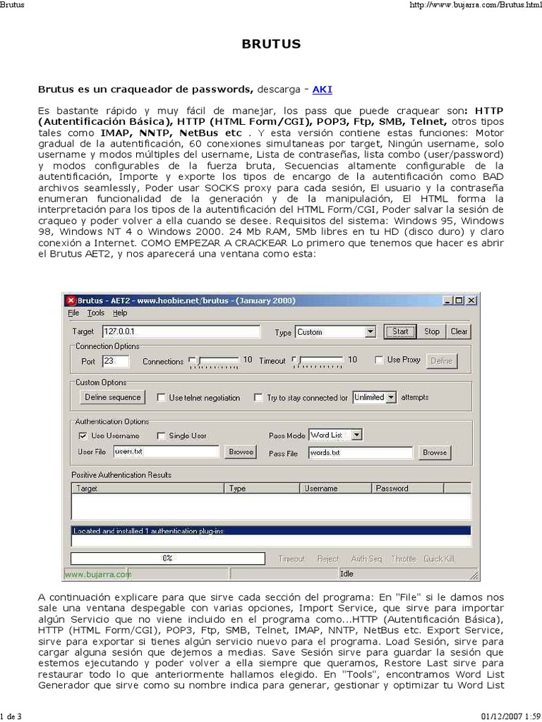 Brutus | PDF | Servidor proxy | Autenticación
