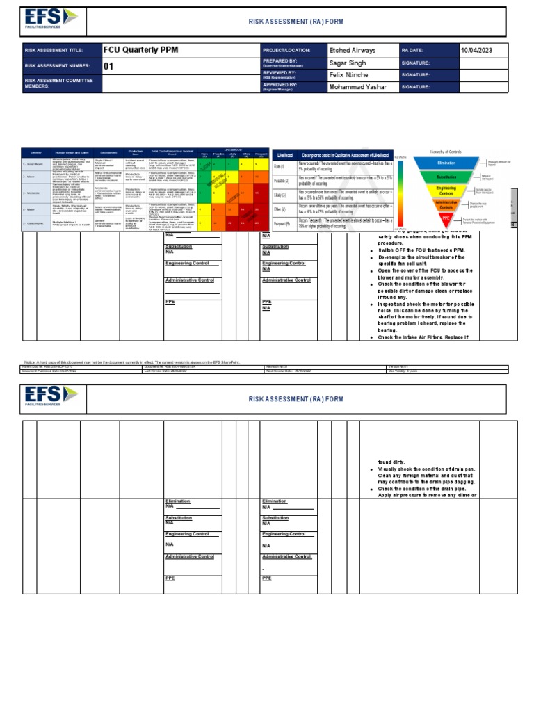 FCU Quarterly PPM: Risk Assessment (Ra) Form | PDF | Personal ...
