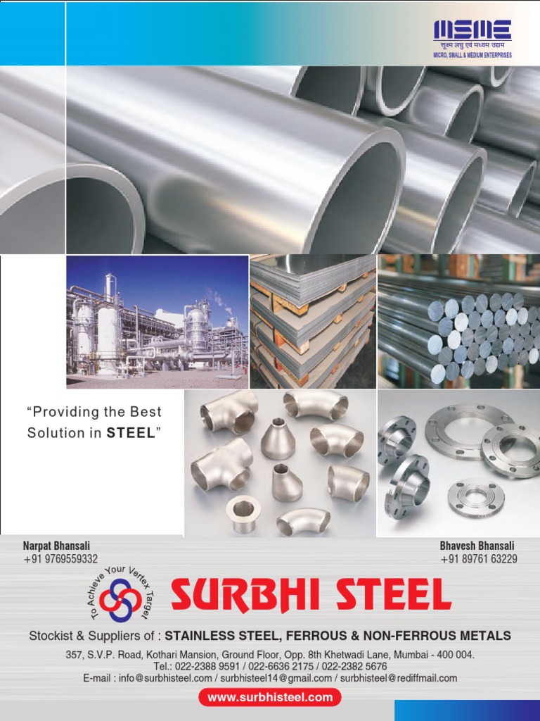 Surbhi Steel Catalouge New | PDF | Screw | Stainless Steel